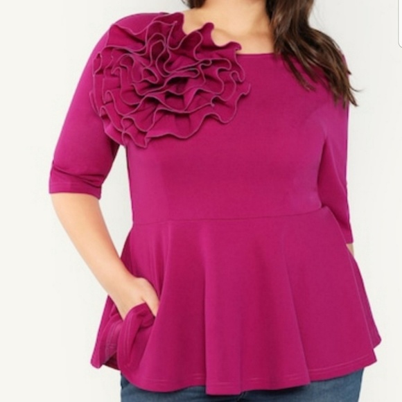 Tops | X Left Plus Size Ruffle Flower Peplum Top | Poshmark